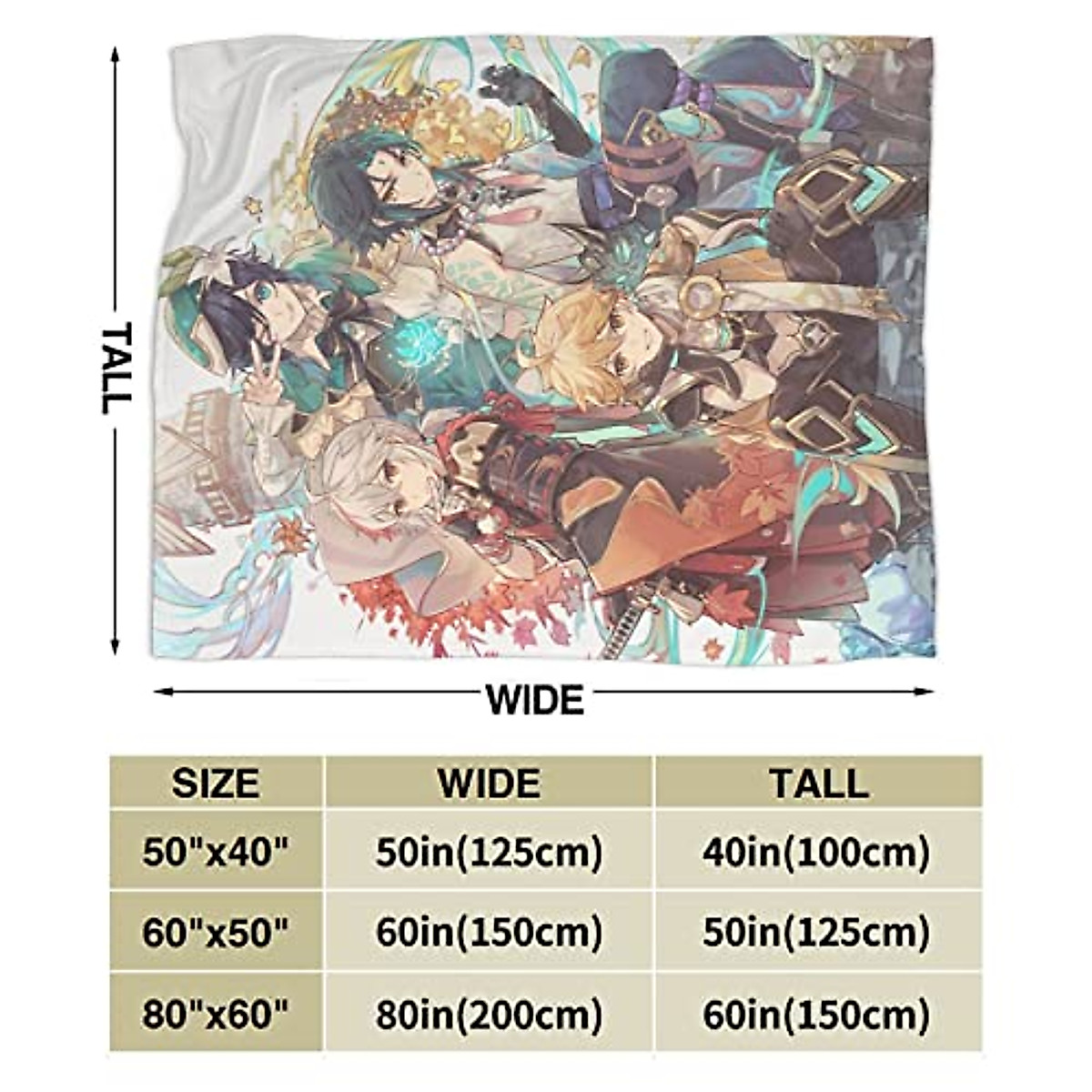 Ultra Soft Throw Blanket Genshin Game Flannel Blankets for Travelling Camping Sofa Bedroom Living Room Plush Decor Gifts 50"x40"