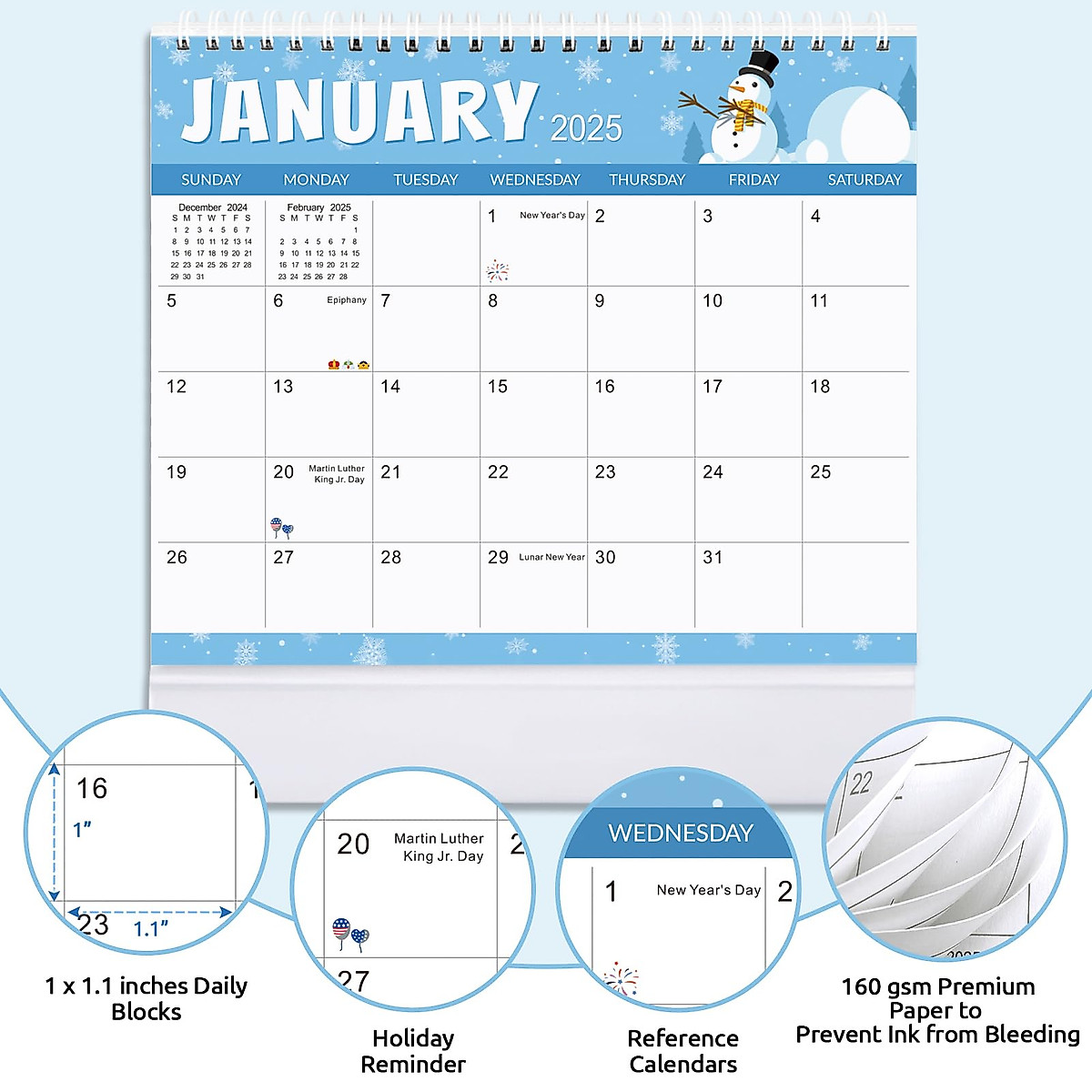 SKYDUE Small Desk Calendar 2023, Desk Calendar from Jan.2023 to Jun.2024, 7" x 8.5", Standing Desk Calendar with To-do List & Notes for Kitchen Office School