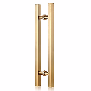 SUCHETA 4/3.3/2.6 Ft H Shape Entrance Door Handle,Stainless Steel Sliding Door Push for Exterior Doors Interior Glass/Wood Doors,Double Sided Bar (Size: 500mm/1.6ft)