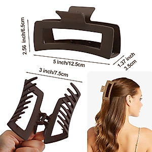 5 Inch XL Hair Clips, Strong Hold Oversized Non-slip Square Clips for Thick Long Curly Hair - 6 Colors, Matte Jumbo Gift Set