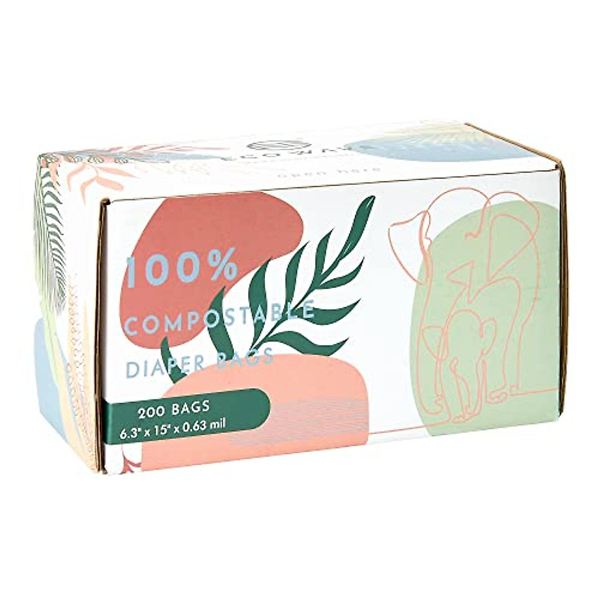 ECO WAVE 100% Compostable Diaper Bags, 200 bags, ASTM D6400, EN 13432, US BPI and Europe OK Compost Home Certified Disposable Biodegradable Baby Poop Bags