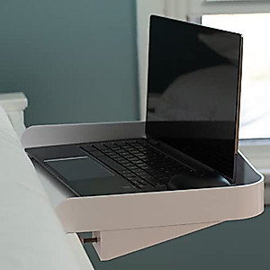 Bedside Shelf for Bunk Beds, Lofts & Bed Frames - Heavy Duty Storage Table and Tray Fits Laptops, Book & Drinks - Great for Students College Dorm Room & Kids Bedroom to Replace Nightstand (White)