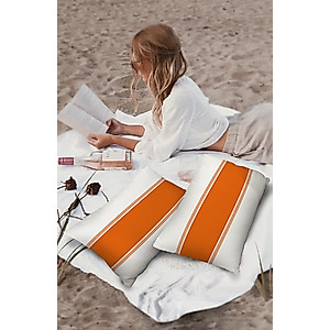 Outdoor Waterproof Throw Pillow Covers 20 x 12 Inches Set of 2 Orange White Stripes Minimalist Simple Pattern Decorative Cushion Cover Pillowcase for Garden Patio Tent Beach Livingroom Sofa Couch