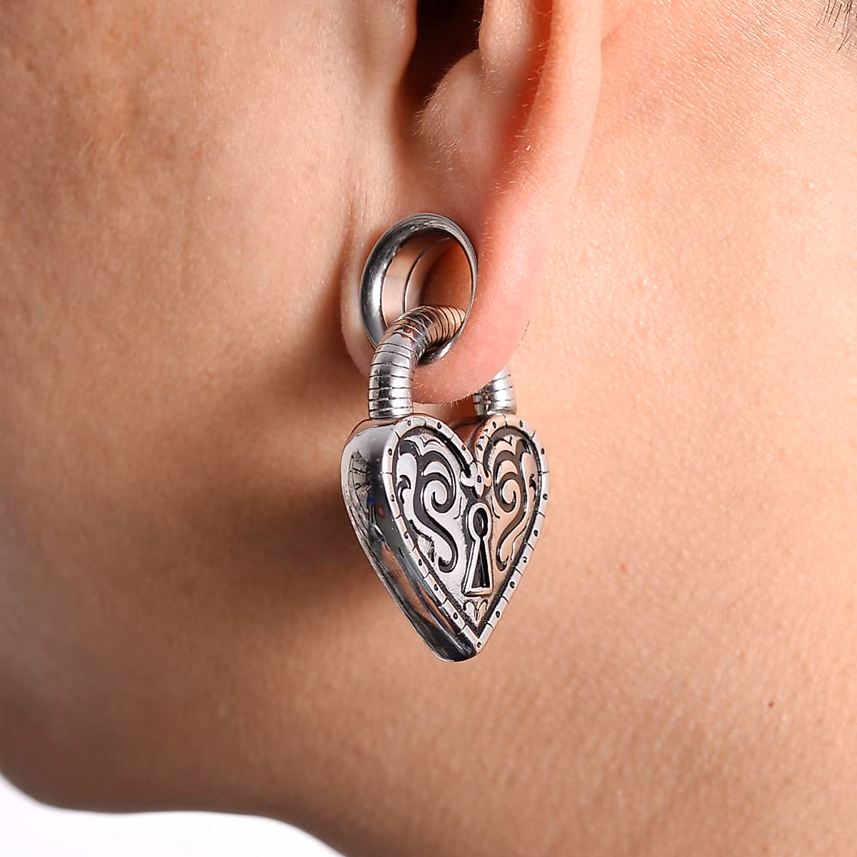 PUNKYOUTH 2PCS Ear Weights For Stretched Ears Heavy Weighted Gauges Stainless Steel 2g 4g Dangle Gauge For Women Men Ear Hanger Stretcher Piercings