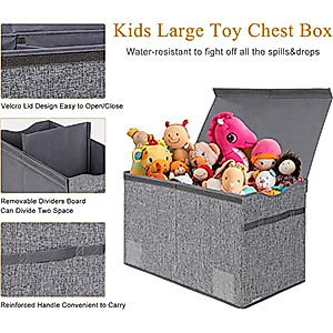 VICTOR'S Kids Toy Box Chest - Extra Large Lightweight Collapsible Toy Storage Organizer Boxes Bins Baskets for Kids, Boys, Girls, Nursery Room, Playroom, Closet (Dark Grey)