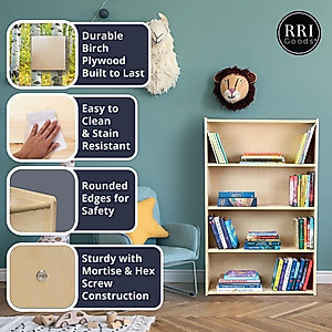 RRI Goods 2 Shelf Montessori Horizontal Bookcase with Wheels (47" Width) |Bookshelf - Toy Storage Organizer, Arts, Crafts & Supplies Storage Unit for Home, Office, Classroom, Daycare