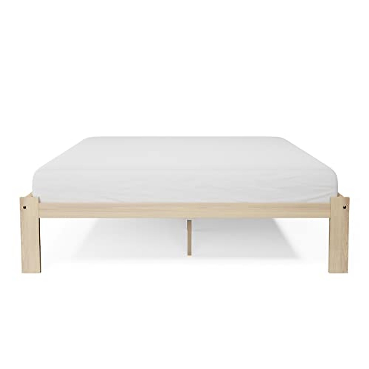 Alaska Wooden Platform Bed Solid Pine Wood Full XL Size Bed Unfinished with Wooden Slats Mattress Support/No Box Spring Needed/Suitable for Adults