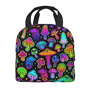 Psychedelic Magic Mushrooms 60s Hippie Reusable Insulated Lunch Bag For Women Men Waterproof Tote Lunch Box Thermal Cooler Lunch Tote Bag For Work Office Travel Picnic