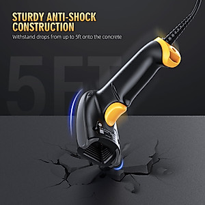 TEEMI 2D Barcode Scanner USB Wired Handheld Automatic QR Data Matrix PDF417 bar Codes Imager for Mobile Payment Computer Screen Scan (Stand Included)