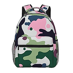 Niuyoif Colored Camouflage Pattern Large Backpack For Men Women Personalized Laptop Tablet Travel Daypacks Shoulder Bag