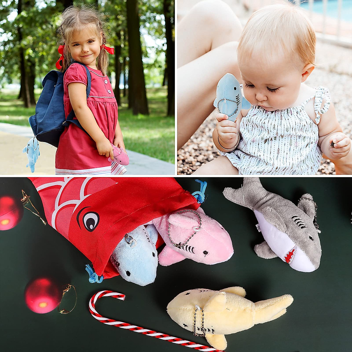 Mini Stuffed Animal Soft Shark Plush Toys Shark bulk Party Favors Shark Party Tiny Ocean Animal Toys for Baby Kids Stuffs, 4.7 Inch（multicolor）