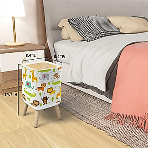 PHAIBHKERP Trash Can with Lid Seamless Cute Character Animals Jungle Cartoon Animal Zoo Garbage Can Rectangular Waste Bin Press Cover Dog Proof Wastebasket for Kitchen Bathroom Living Room Nursery