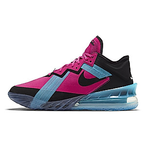 Nike Men's Lebron XVIII Low Neon Light Fireberry/Blk-Lt Blue Fury (CV7562 600) - 9.5