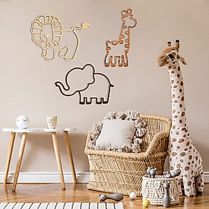 Yulejo Nursery 3 Pieces Jungle Theme Nursery Decor Wooden Animal, Woodland Safari Wall Decor with Glue Points for Bedroom Decor (Lion, Elephant, Giraffe)