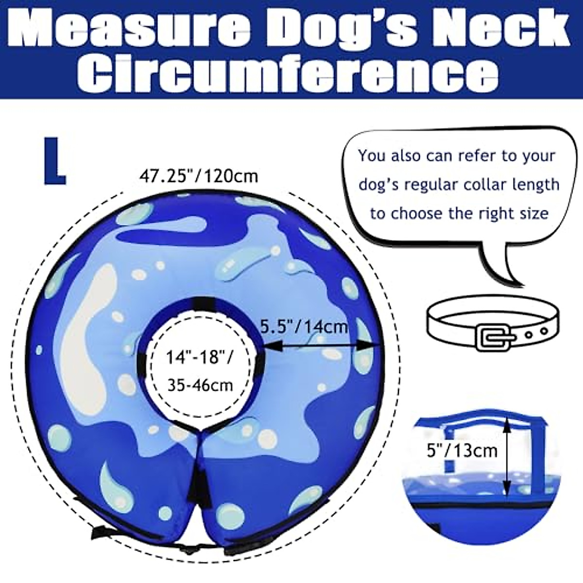 BARKLESS Soft Dog Donut Collar, Inflatable Cone with Anti-Licking Shield, Not Block Vision, Neuter Cone Alternative