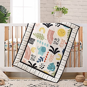 The Peanutshell Boho Crib Bedding Set for Baby Boys or Girls | 3 Piece Unisex Nursery Set | Crib Blanket, Fitted Crib Sheet, Crib Skirt