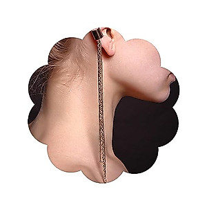 Sttiafay Punk Cuff Chain Dangle Earrings Long Chain Cartilage Earrings Gold Wrap Cuff Chain Earrings Vintage No Piercing Cuff Earrings Jewelry for Women and Girls