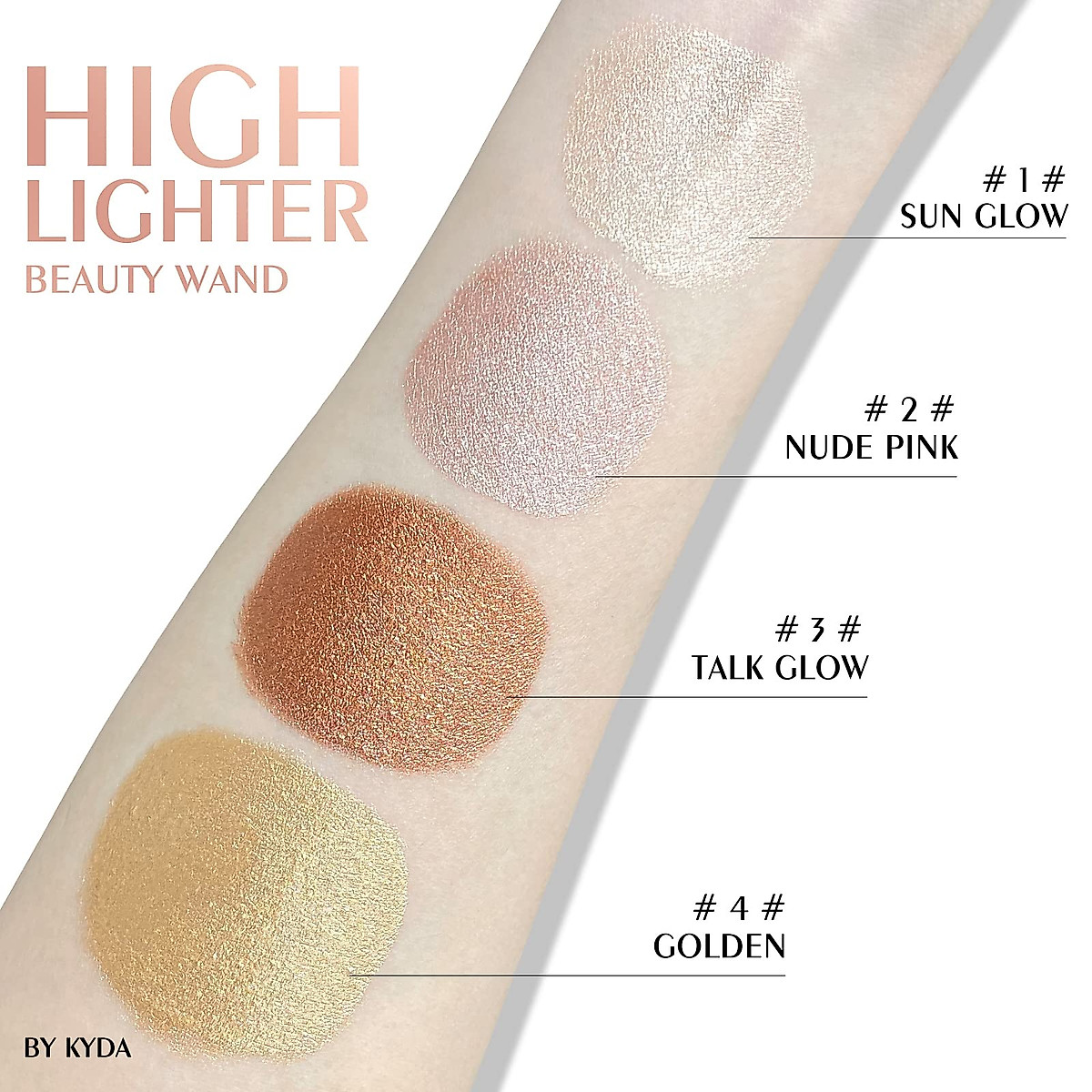 KYDA Highlighter Beauty Wand, Face Illuminator with Cushion Applicator, Natural Glossy Finish, Silky Smooth Cream, Face Highlighter Bronzer Makeup, Lightweight Blendable, by Ownest Beauty-Sun Glow