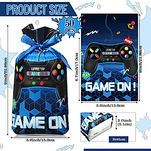 Pasimy 50 Pcs Video Game Bags Bulk Plastic Video Game Bags 6x9 Inch Game on Party Favor Goodie Candy Bags Gamer Birthday Bags for Boys Gaming Video Game Party Bags Decorations Supplies
