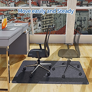 HIWOOD Office Chair Mat for Hardwood, 35 x 47 inches 1/6" Thick Low-Pile Under Desk Mat, Multi-Purpose Hard Floor Mat (Dark Gray)