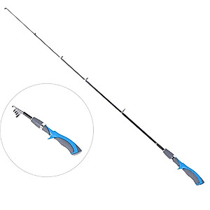 Carbon Fishing Rod Short Fishing Rod Protable Telescopic Sea Fishing Pole for Saltwater Freshwater Fishing(Blue Handle 1.2M)