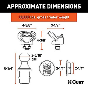CURT 60638 OEM Puck System Gooseneck Hitch Kit, Fits Select Ram Trucks, 38,000 lbs. GTW, 2-5/16-Inch Ball, Pucks Required