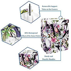 Skull Butterfly Laundry Basket Collapsible Storage bin with Handles for Hamper,Kids Room,Toy Storage