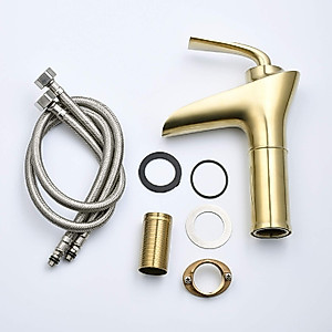 SHUNLI Waterfall Bathroom Faucet Brushed Gold Bathroom Sink Faucet,Single Hole Single Handle Lavatory Vanity Bath Faucet Commercial,Solid Brass