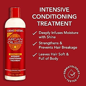 Creme of Nature, Argan Oil for Hair, Intensive Conditioning Treatment, Argan Oil of Morocco, Moisturizing Hair Care, 12 Fl Oz