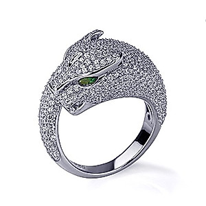 Lavish Sterling Silver Rhodium Plated, Puma Design CZ Pave Setting Right Hand Ring 16mm, 9