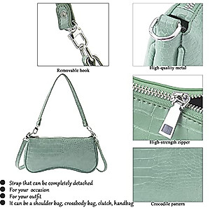 Scioltoo Shoulder Bag for Women Casual Cute Croc PU Leather Crossbody Purses Mini Clutch Handbags Croc Tote with Long Strap and Top zipper Closure Black