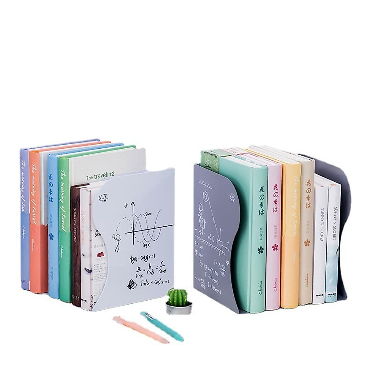 Telescopic Book Stand Retractable Medium-Sized Folding Book Clip Book by bookend Three-Column Large Student Cartoon Creative Thickening