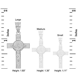Claddagh Gold 925 Sterling Silver St. Benedict Crucifix Cross Pendant Necklace (1.60"), 22"