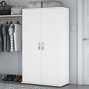 Bush Business Furniture Universal Tall Clothing Storage Cabinet with Doors and Shelves, White