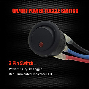 Ampper 4 Lead Wiring Harness for LED Rock Lights, LED Rock Light Pod Wiring Harness Kit with 2 Extension Wires, Relay, Fuse and Switch