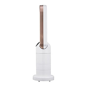 Bladeless Fan and HEPA Air Purifiers Combo, 29 inch Tower Fan with Remote, 120° Oscillating & 270° Tilt Head Table Fan, 9 Speeds 9 HoursTimer Air Circulator for Home Office Bedroom, White/Gold