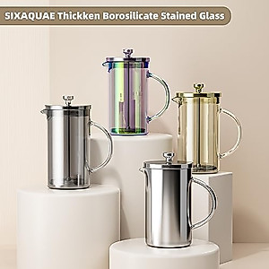 SIXAQUAE French press Coffee Maker Heat Resistant Durable Borosilicate golden Glass 12oz