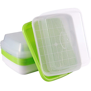 ZEONHAK 8 Pack Seed Sprouter Tray, BPA Free, Big Capacity Seed Germination Tray, Healthy Wheatgrass Seeds Grower with Lid for Growing, Bean Sprouts, Cat Grass, Wheat Grass, Mung Beans