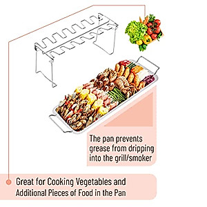 UNCO- Chicken Leg Rack for Grill with Drip Pan, 14 Slots Stainless Steel, Chicken Wing Rack for Smoker, Chicken Drumstick Rack, Chicken Stand for Smoker, Chicken Drumstick Holder, Grill Rack.