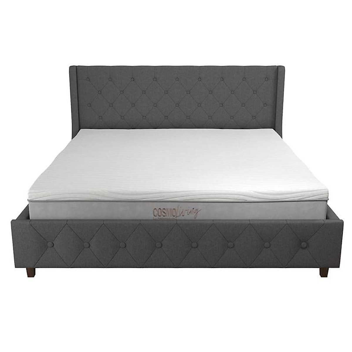COSMOLiving by COSMOPOLITAN Mercer Upholstered Bed - King - Grey Linen