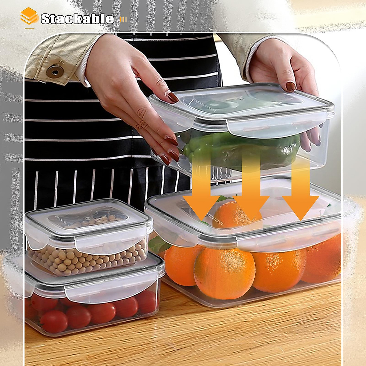 CHANCETSUI 40 Piece Food Storage Containers with Lids for Lunch, Airtight Leak-Proof Plastic Food Containers for Pantry & Kitchen Storage Organization, Stackable Freezer Containers