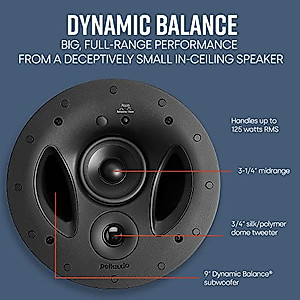 Polk Audio 90-RT 3-Way In-Ceiling-Speaker - The Vanishing Series | Perfect for Mains, Rear or Side-Surrounds | Paintable Wafer-Thin Sheer-Grille | Dual Band-Pass Bass Ports - Low Frequencies,White