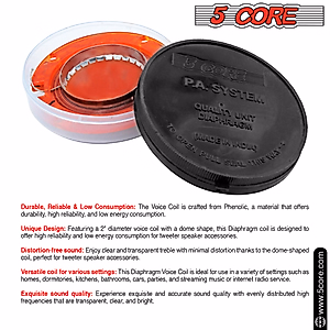 5 CORE 50.8mm Tweeter Replacement Voice Coil, 2'' Universal Horn Diaphragm 16 Ω Great Sound Quality - DP 200 FBA