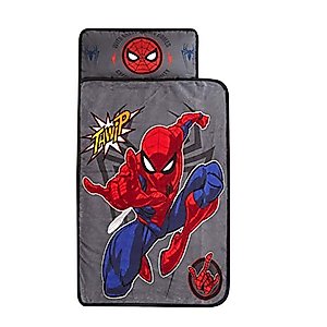 Idea Nuova Marvel Spiderman Super Soft Toddler Quilted Nap Mat with Built in Pillow, 26"x46", Multicolor