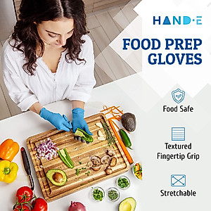 Hand-E Touch Blue Nitrile Disposable Gloves X Small 100 Count - Latex Free Medical Exam Gloves, Powder Free Food Safe Cooking Gloves
