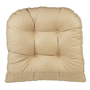 Klear Vu Gripper Overstuffed Universal Non-Slip Dining Chair Cushions for Kitchen Decor or Office Use, U-Shaped Skid-Proof Seat Pad, 17x17 Inches, 2 Count (Pack of 1), Sand