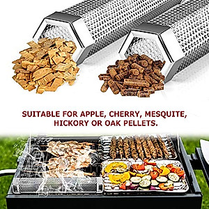 Realcook Pellet Smoker Tube 12-inch: Stainless Steel Wood Pellets Smoke Tube for Hot or Cold Smoking | BBQ Smoke Generator Tubes Works with any Grill and Smokers