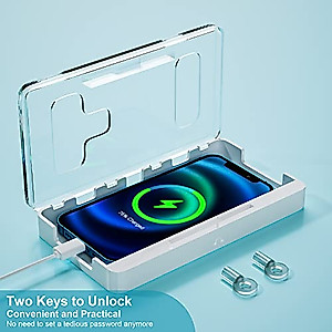 YOQVHUA Portable Phone Lock Box, Cell Phone Jail with Two Keys Prevent Phone Addiction for Kids/Students, Timr Phone Locker, Phone Self Control Box for iPhone 14/13/Sumsung