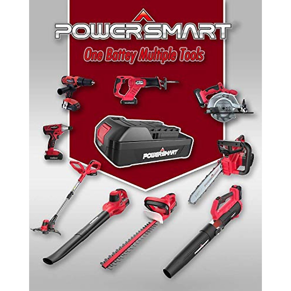 PowerSmart 20 Volt Lithium-Ion Cordless String Trimmer/Edger with Easy Feed, 24 x 9 x 6 inches, Includes One Battery & Charger,PS76110A