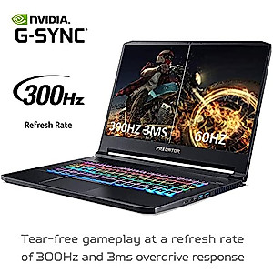 acer 2021 Newest Predator Triton 500 Gaming Laptop, 15.6" FHD NVIDIA G-SYNC Display 300Hz, Intel Core i7-10750H, GeForce RTX 2070 Super, 32GB DDR4 RAM, 1TB NVMe SSD, Wi-Fi 6, RGB Backlit KB,Win10